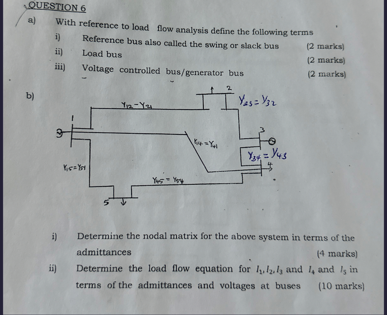 Solved QUESTION 6a) ﻿With reference to load flow analysis | Chegg.com