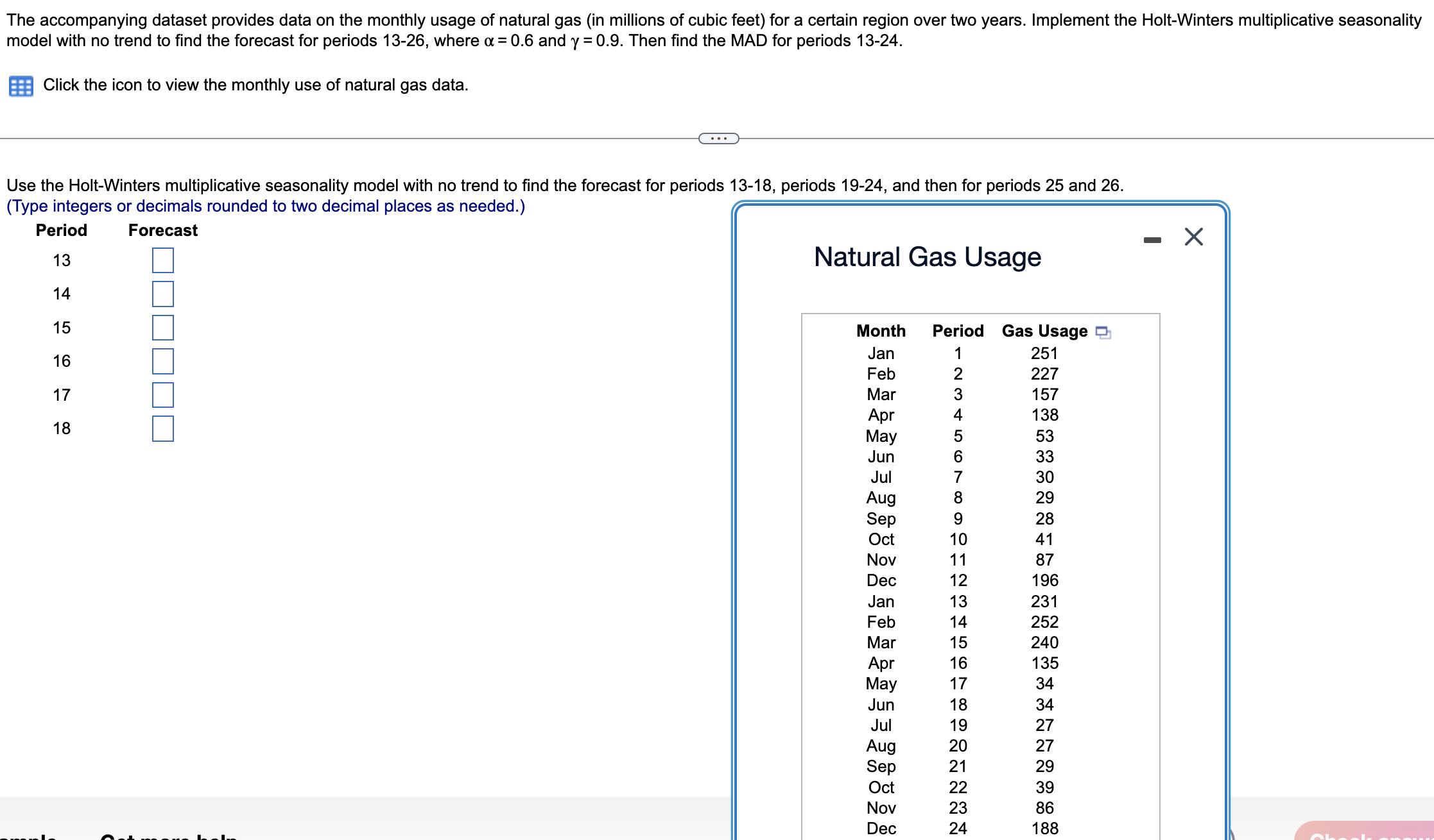 Solved Use the ﻿Holt-Winters multiplicative seasonality | Chegg.com