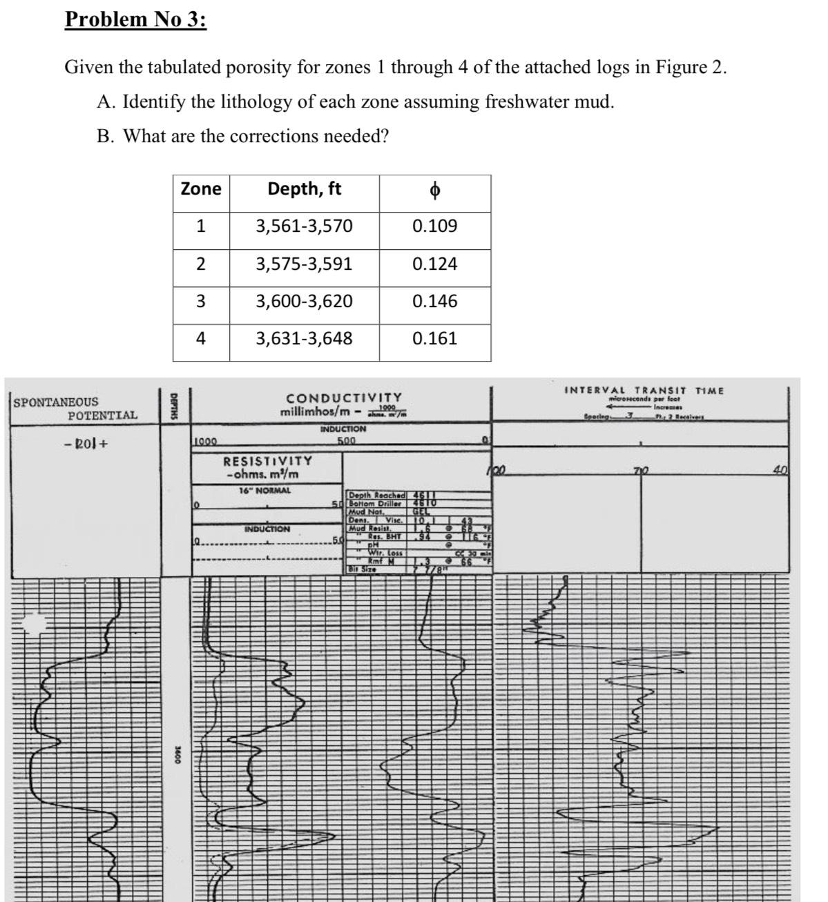Solved Problem No 3:Given the tabulated porosity for zones 1 | Chegg.com