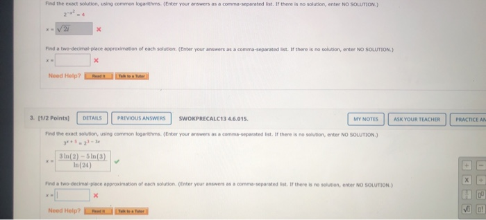 Solved Find the exact solution, using common logarithms. | Chegg.com