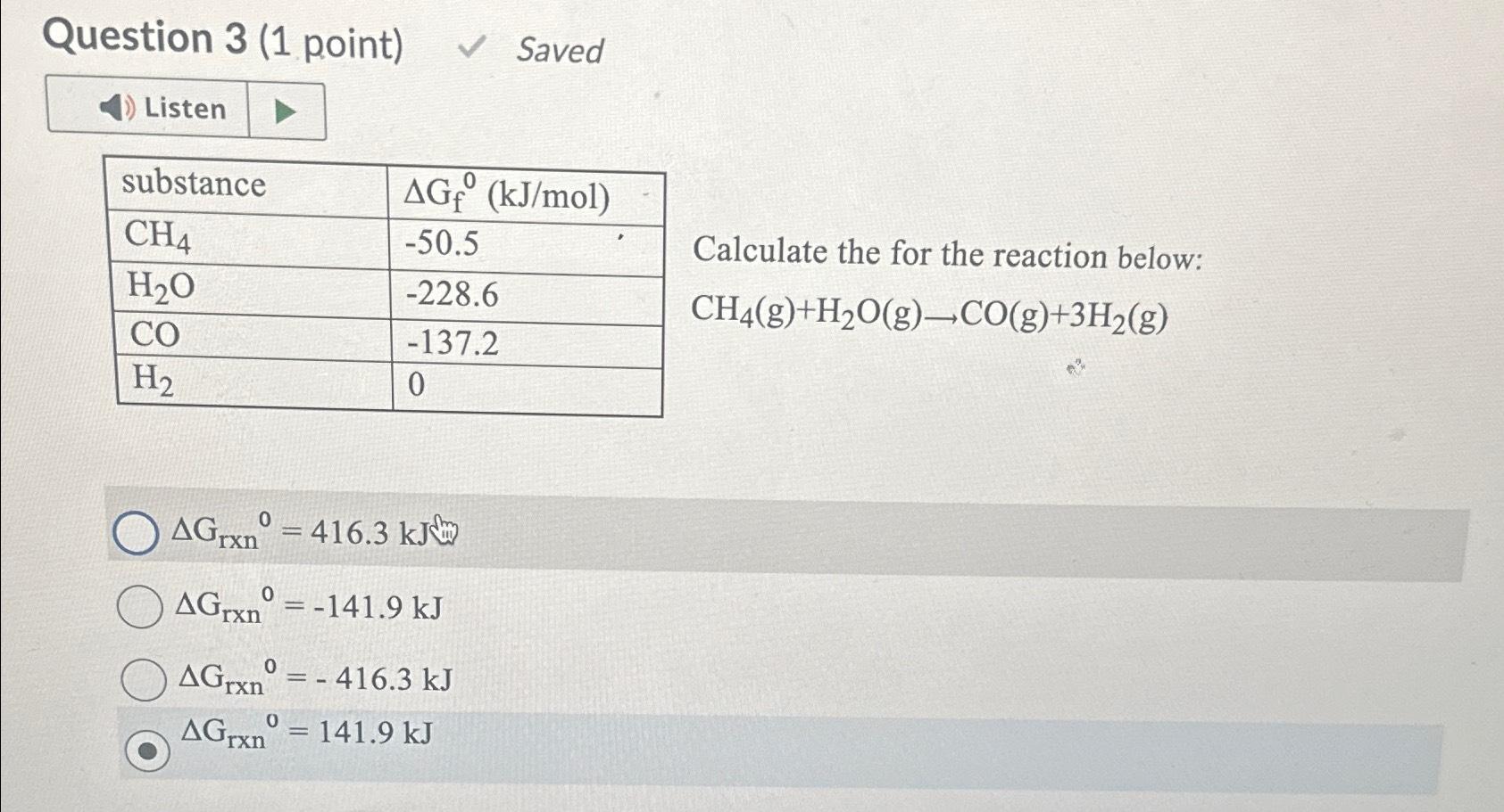 Solved Question 3 (1 ﻿point) | Chegg.com