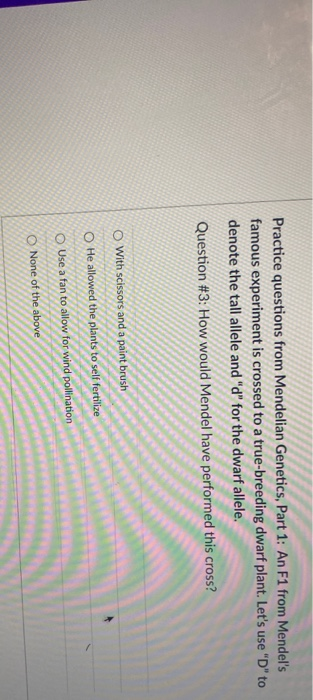 Solved Practice questions from Mendelian Genetics, Part 1: | Chegg.com