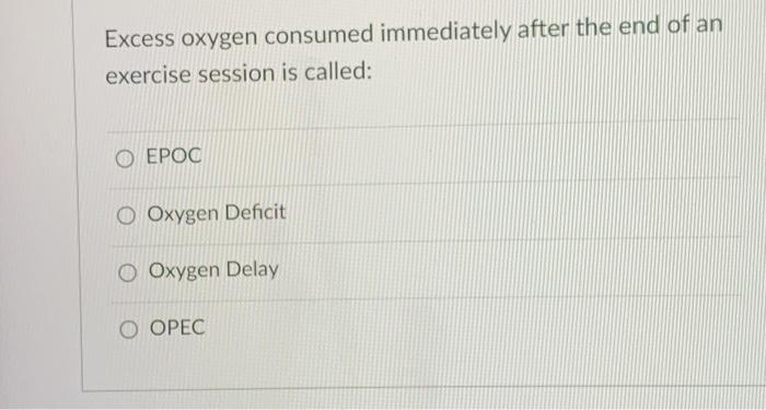 Solved Excess oxygen consumed immediately after the end of | Chegg.com