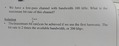 High Quality SOLUTION We have a low-pass channel with bandwidth 100 ﻿kHz . | Chegg.com