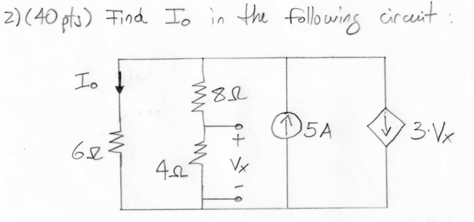 Solved Find I0 ﻿in the following circuit | Chegg.com