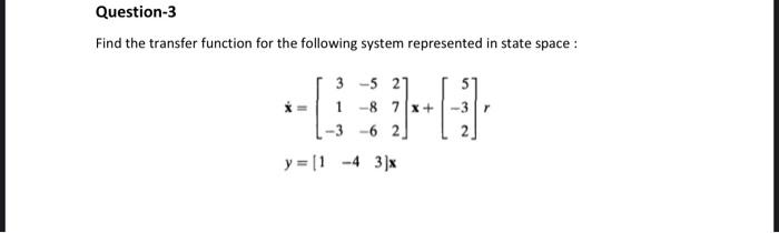 Solved Find the transfer function for the following system | Chegg.com