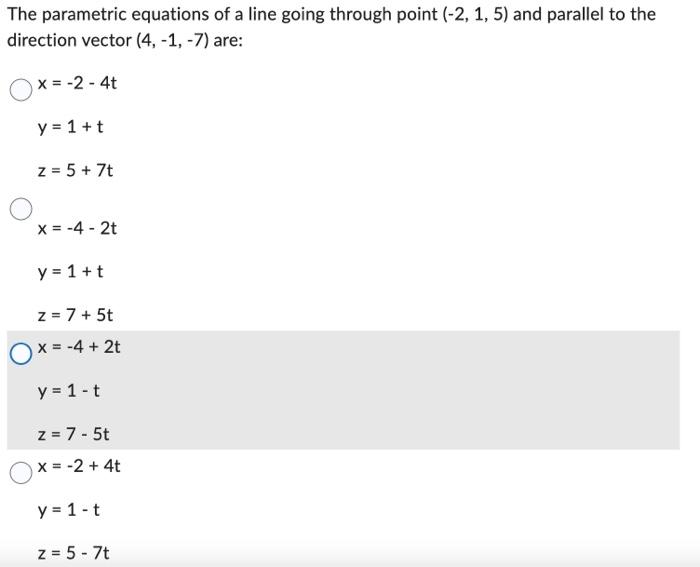 Solved The parametric equations of a line going through | Chegg.com