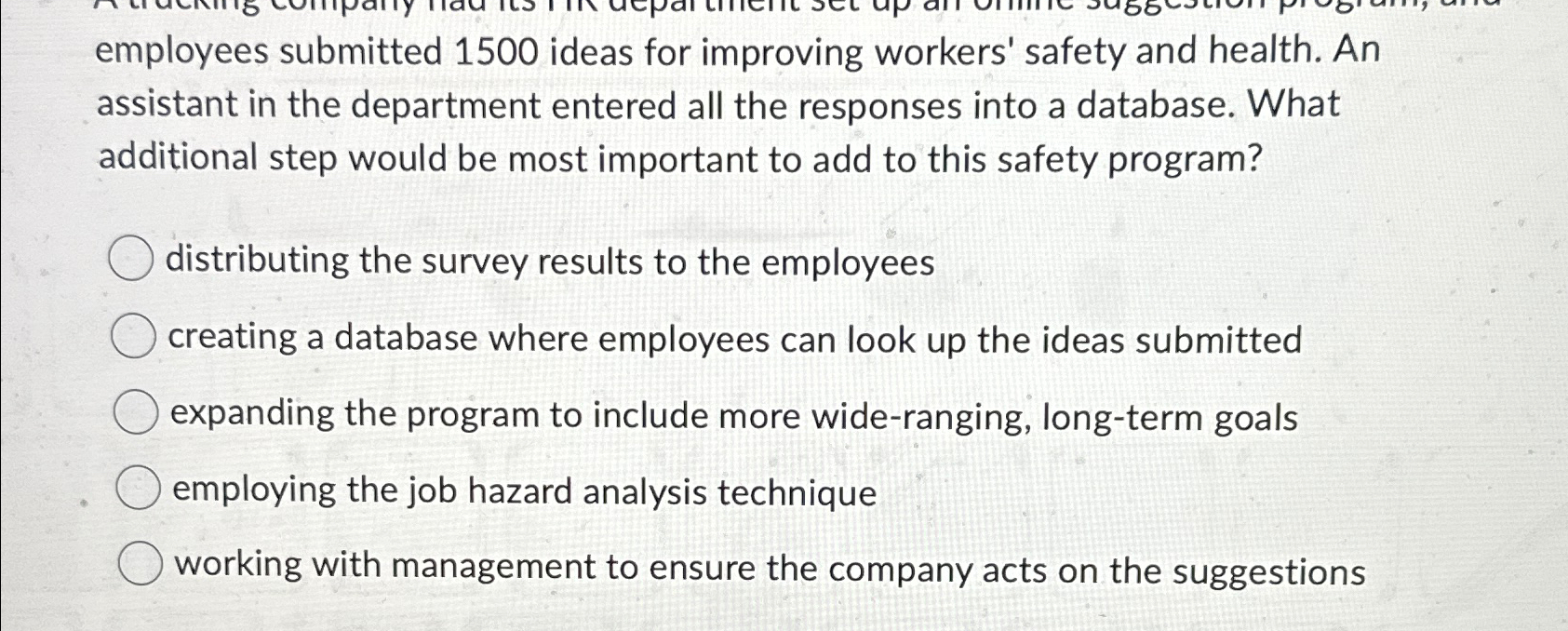 Solved employees submitted 1500 ﻿ideas for improving | Chegg.com