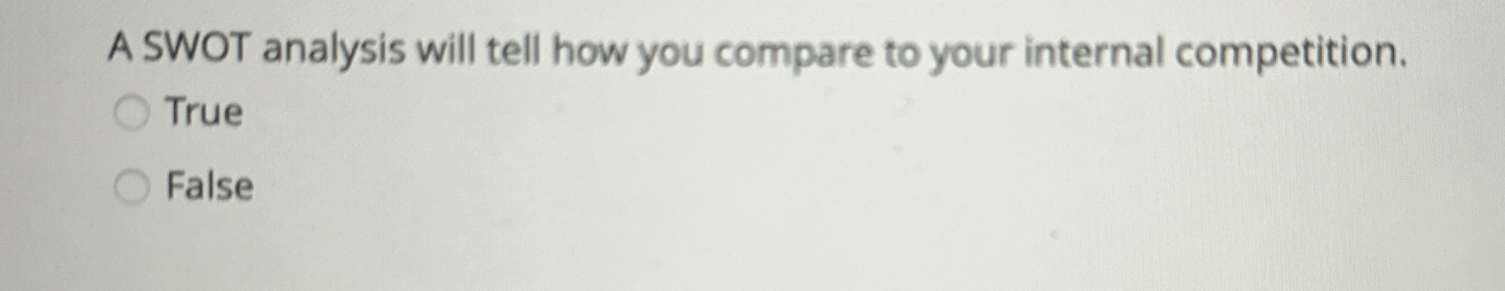 Solved A SWOT analysis will tell how you compare to your | Chegg.com