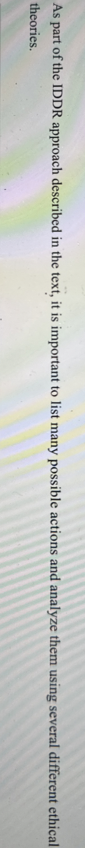 Solved As part of the IDDR approach described in the text, | Chegg.com