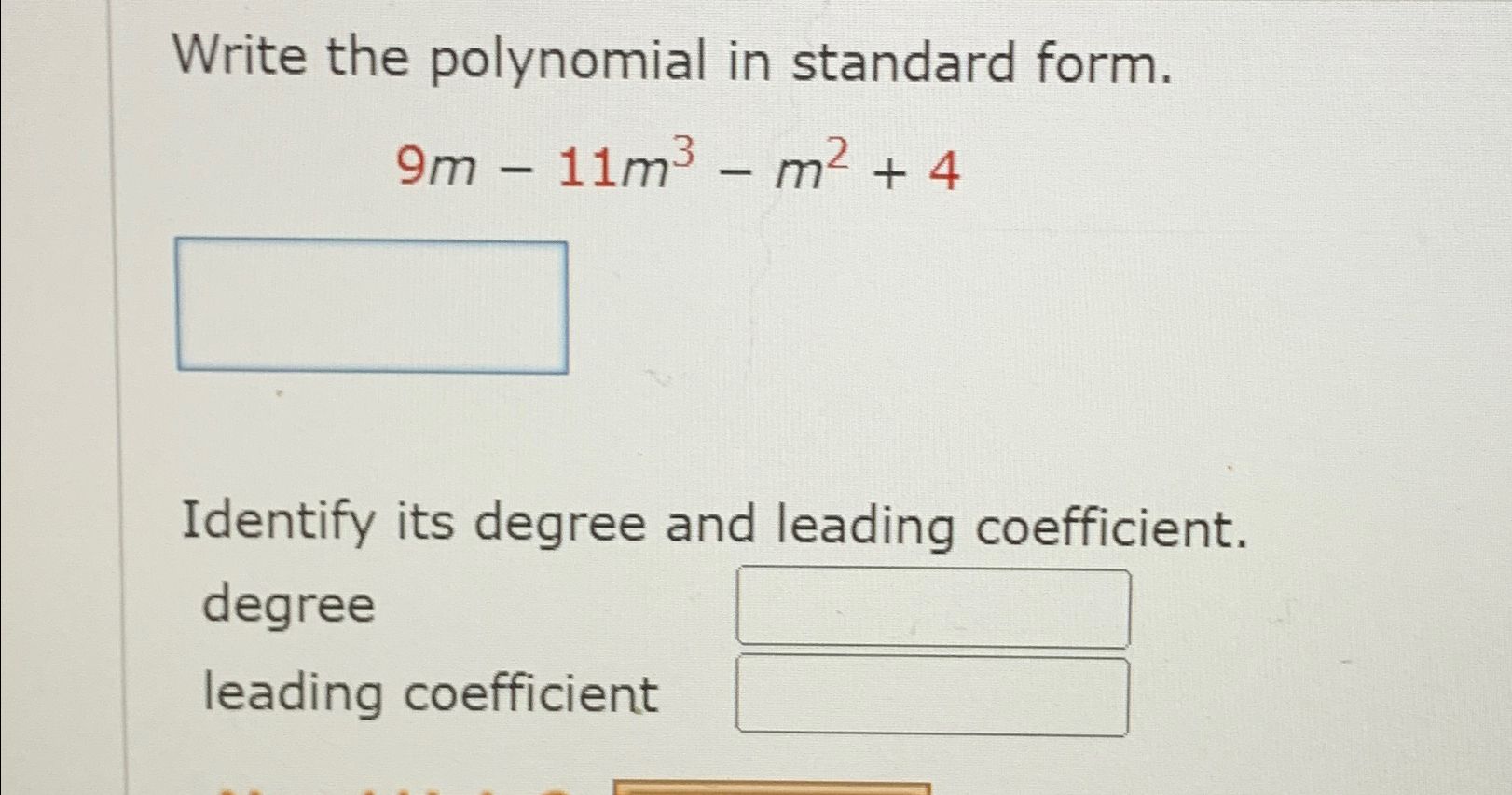 Solved Write the polynomial in standard | Chegg.com