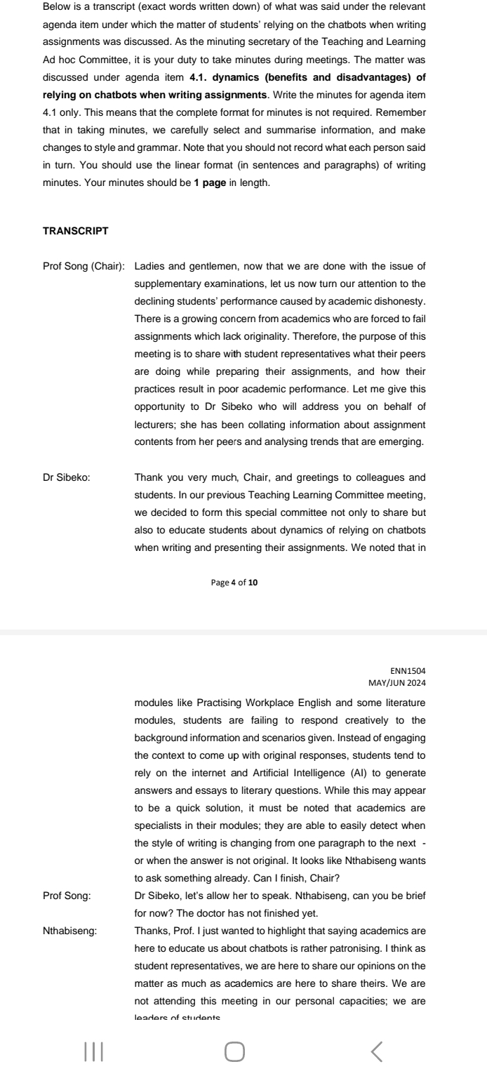 Solved Below is a transcript (exact words written down) ﻿of | Chegg.com