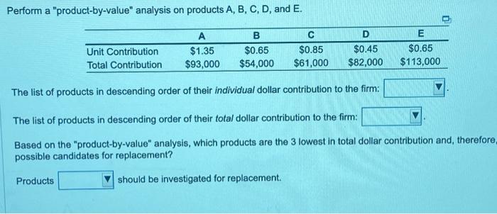 Solved Perform a "product-by-value" analysis on products A, | Chegg.com