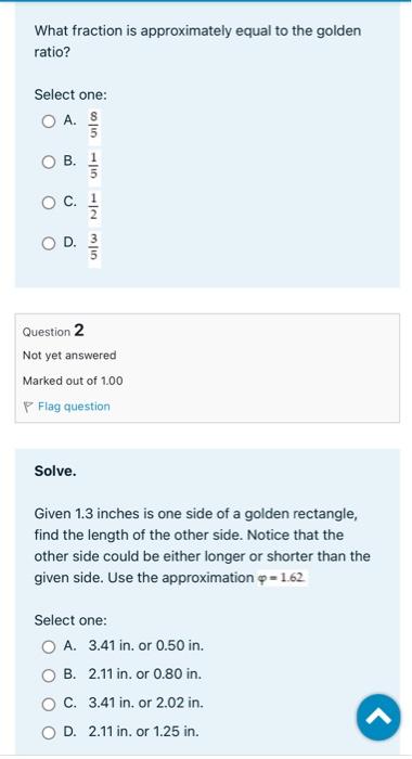 Solved What fraction is approximately equal to the golden | Chegg.com