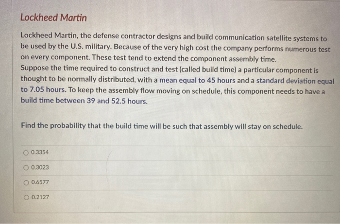 Solved Lockheed Martin Lockheed Martin, the defense | Chegg.com