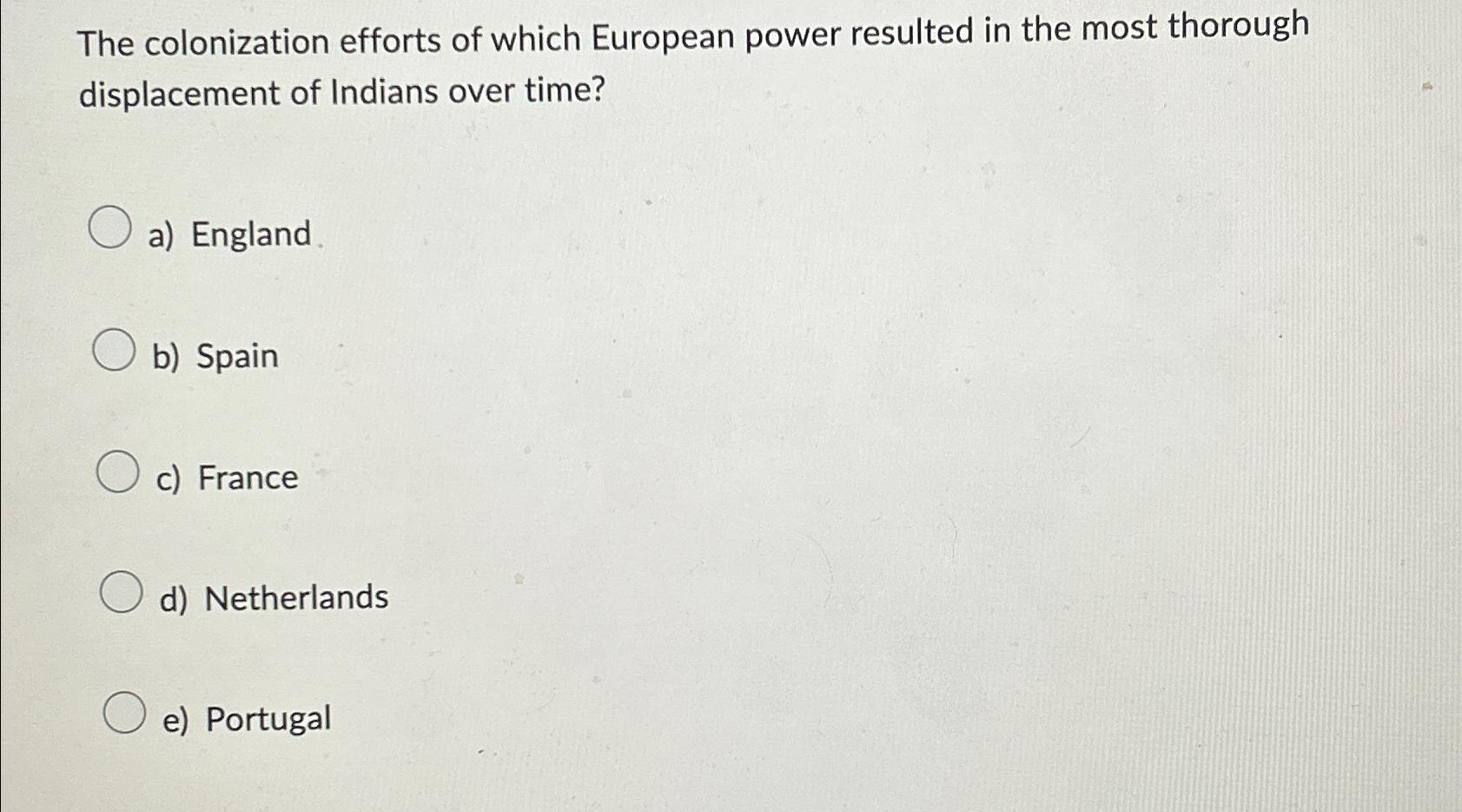Solved The colonization efforts of which European power | Chegg.com