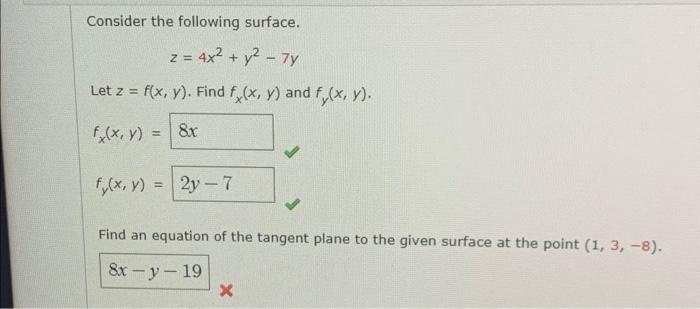 Solved Consider the following surface. z=4x2+y2−7y Let | Chegg.com