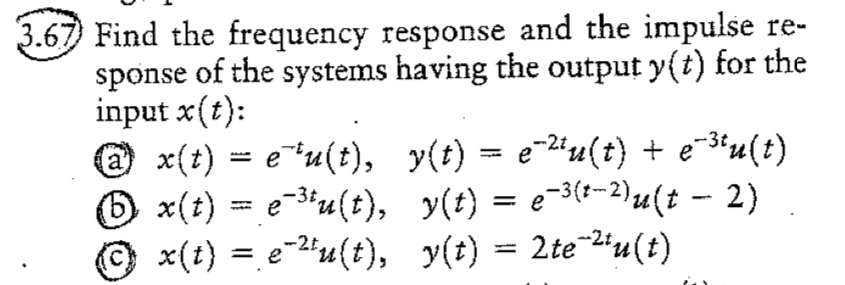 Solved 3.67) ﻿Find the frequency response and the impulse | Chegg.com