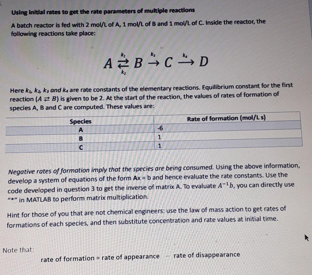 Solved Using initial rates to get the rate parameters of | Chegg.com