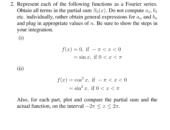 Solved Represent each of the following functions as a | Chegg.com