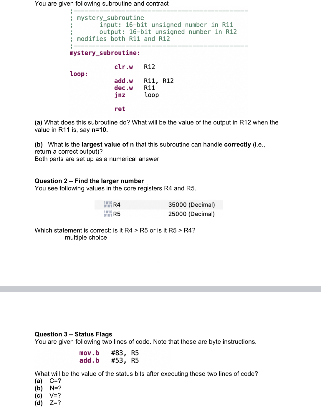Solved You are given following subroutine and | Chegg.com