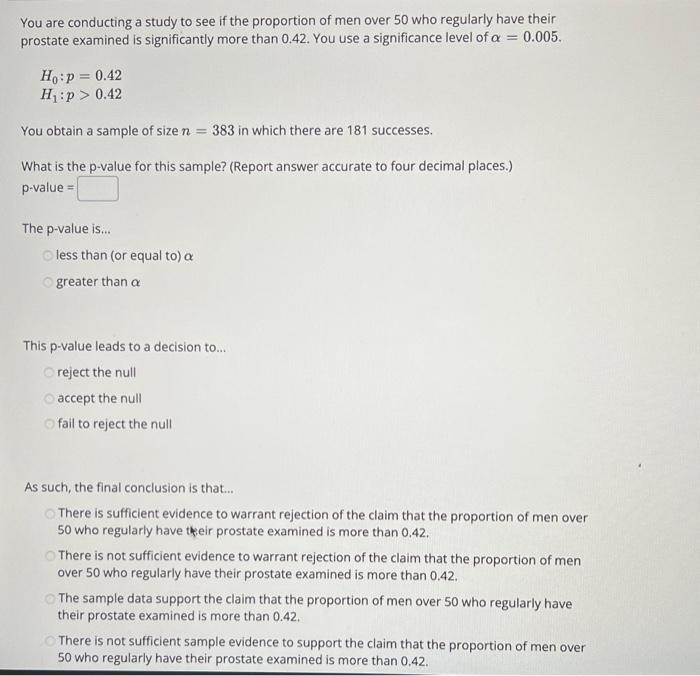 Solved You are conducting a study to see if the proportion | Chegg.com