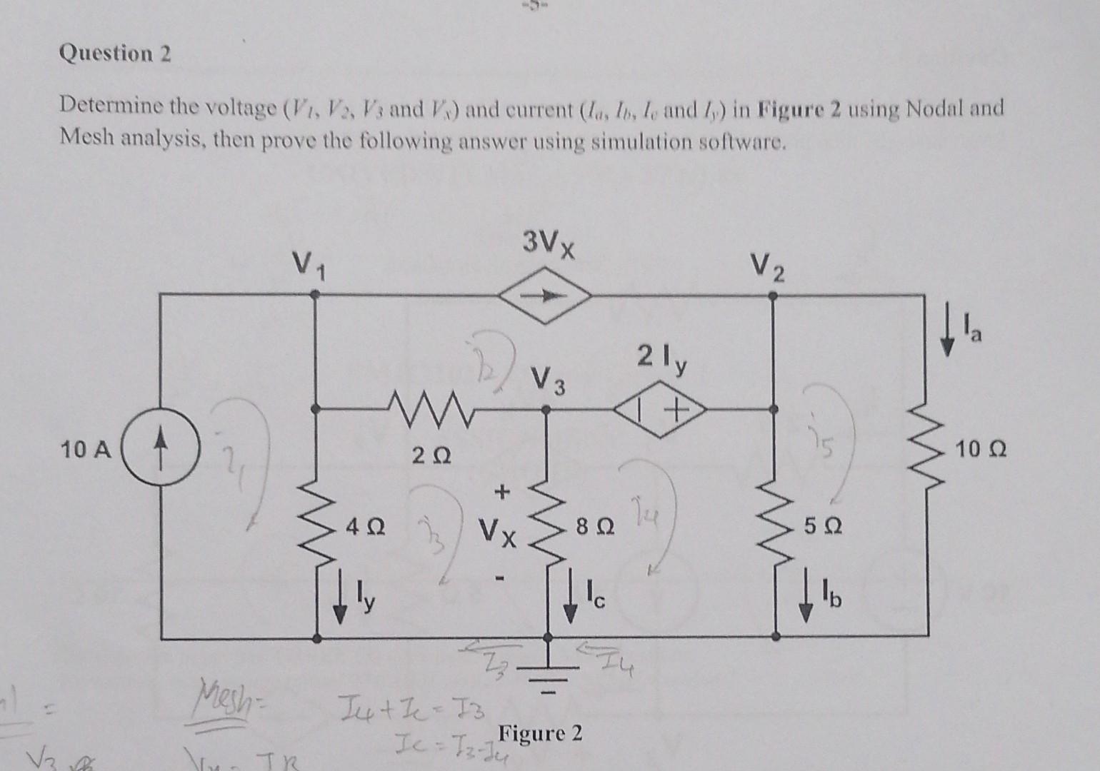 Solved Determine the voltage (Vl,V2,V3 and Vs) and current | Chegg.com