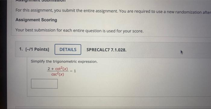Solved For this assignment, you submit the entire | Chegg.com
