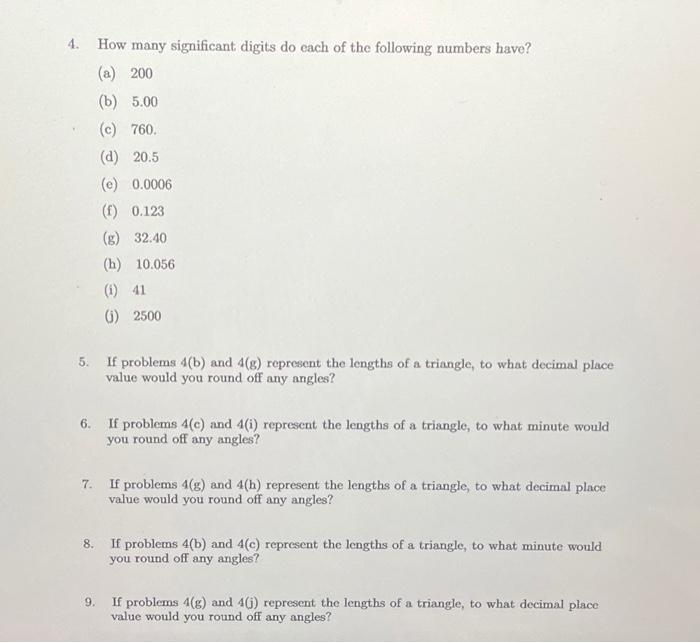 5. If problems 4(b) and 4(g) represent the lengths of | Chegg.com