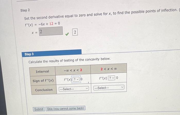 Solved Set the second derivative equal to zero and solve for | Chegg.com