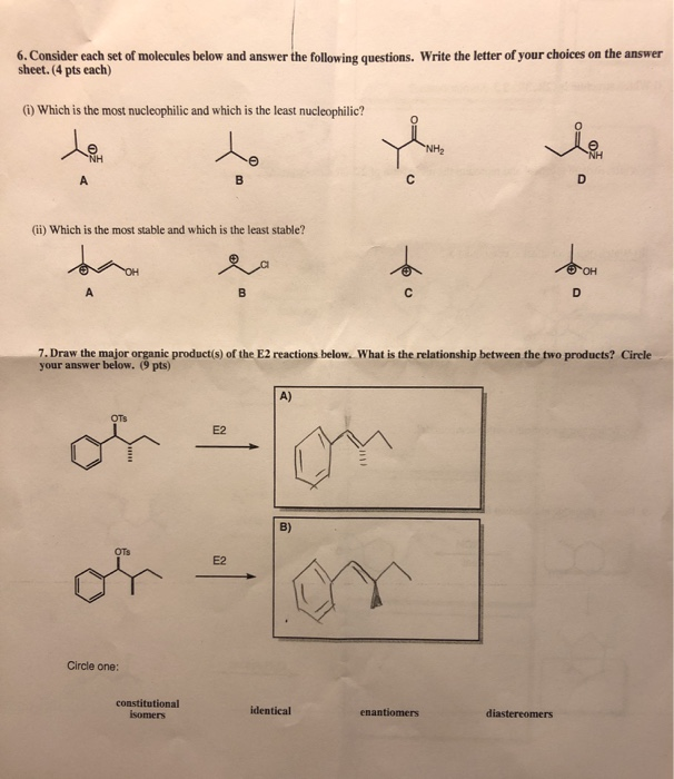 Solved 6 Consider Cach Set Of Molecules Below And Answer