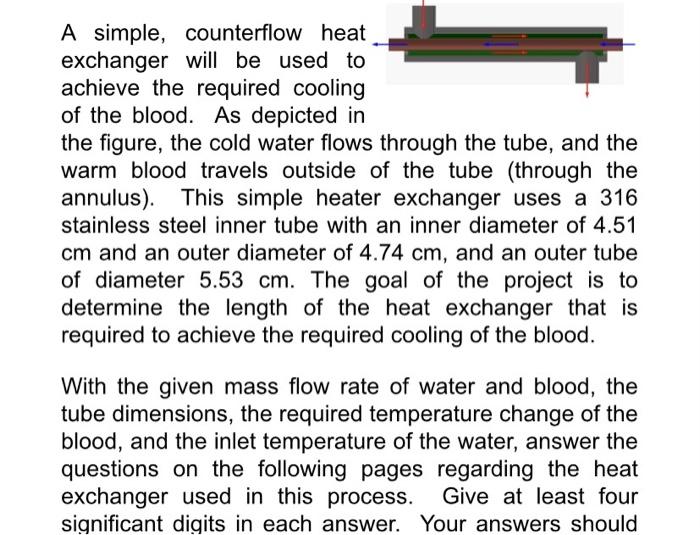 Solved The objective of a blood heat exchanger is to shorten | Chegg.com