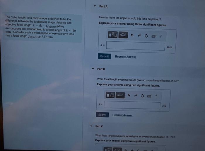 Solved The tube length" of a microscope is defined to be the | Chegg.com