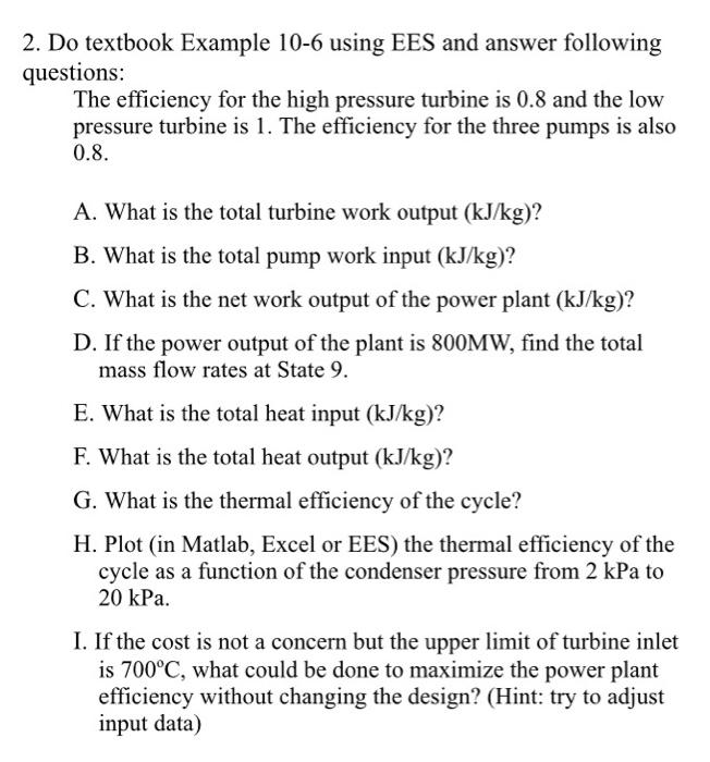 Solved Do textbook Example 10-6 using EES and answer | Chegg.com