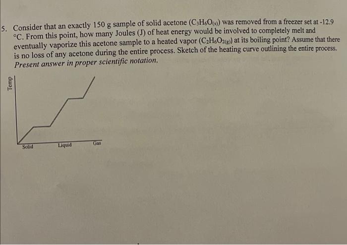 Solved 5. Consider that an exactly 150 g sample of solid | Chegg.com