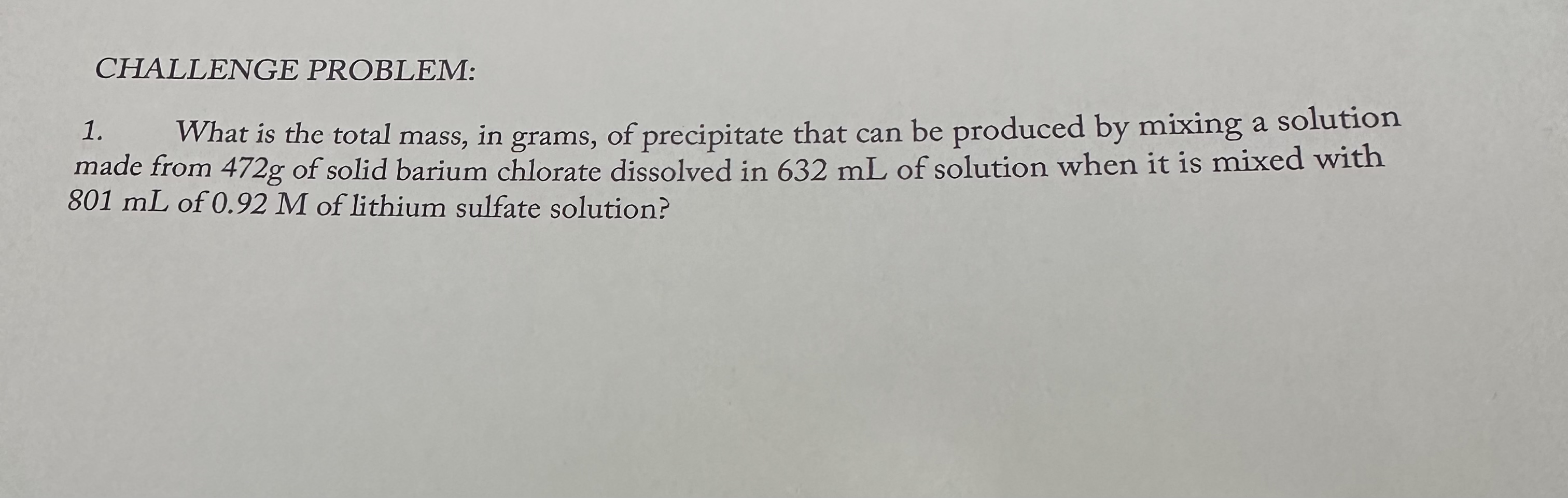 Solved CHALLENGE PROBLEM:What is the total mass, in grams, | Chegg.com