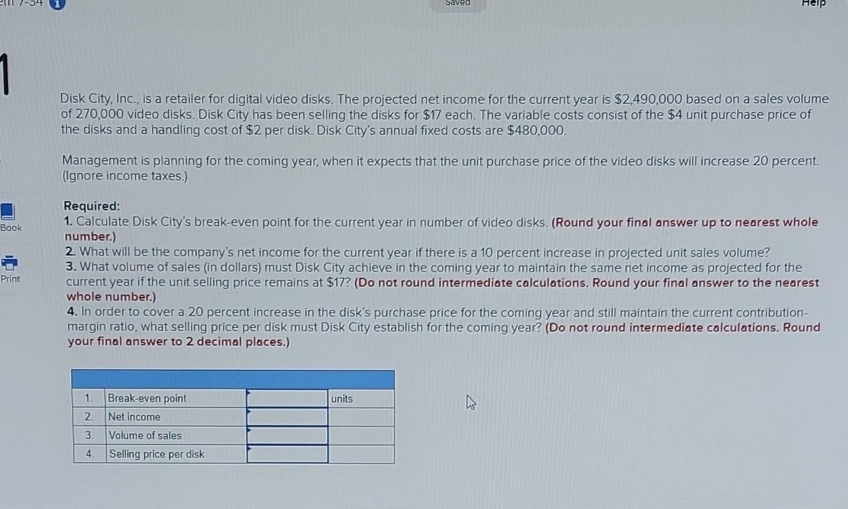 Solved Disk City, Inc., is a retailer for digital video | Chegg.com