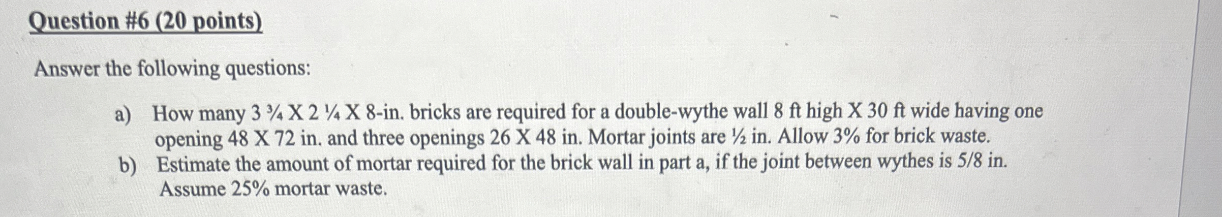 Solved Question #6 (20 ﻿points)Answer the following | Chegg.com