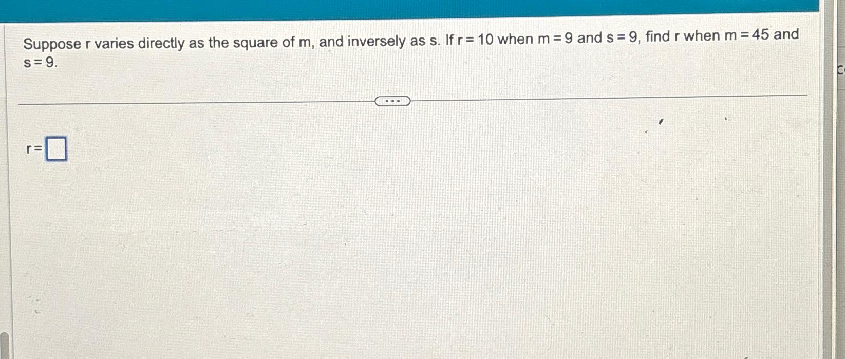 Solved Suppose r ﻿varies directly as the square of m, ﻿and | Chegg.com