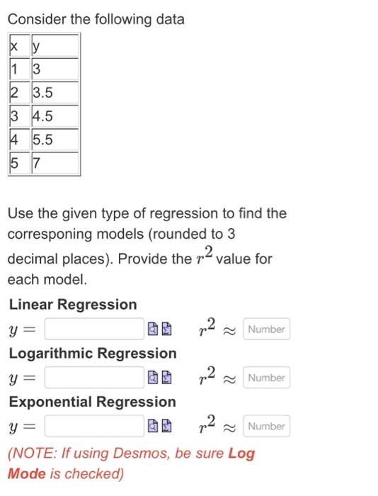 Solved Consider the following data Use the given type of | Chegg.com