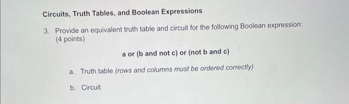 Solved Circuits, Truth Tables, and Boolean Expressions 3. | Chegg.com
