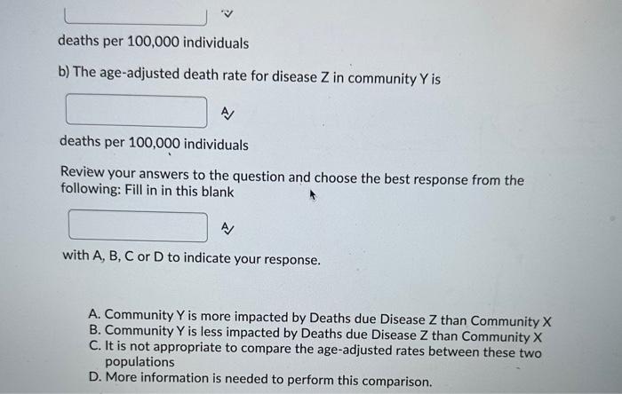 Solved Calculate the age-adjusted death rate for disease Z | Chegg.com