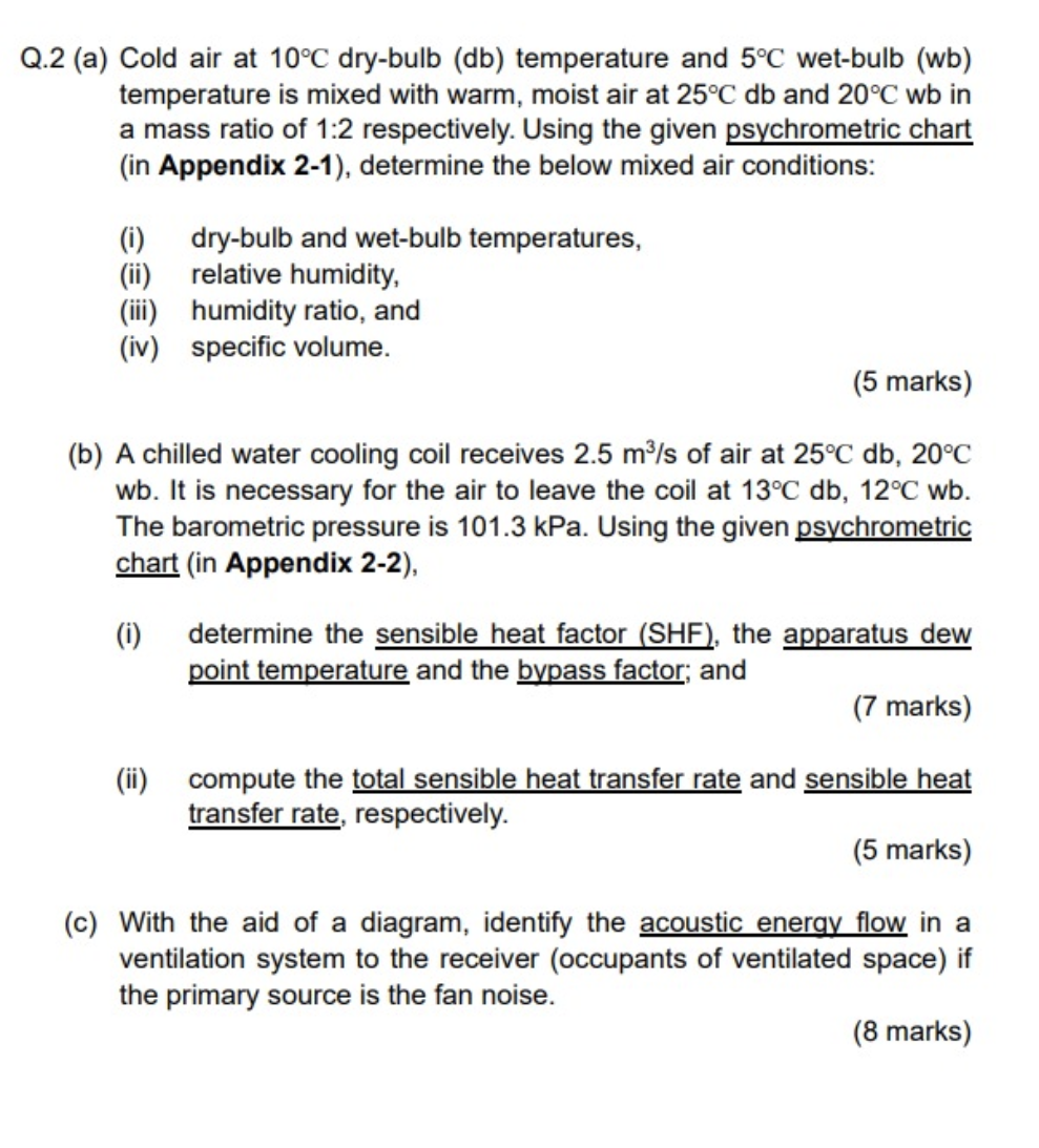Solved Q. 2 (a) Cold air at 10∘C dry-bulb (db) temperature | Chegg.com