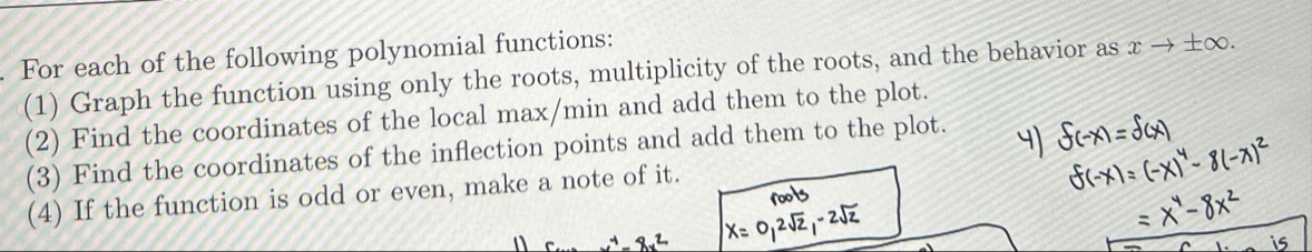 For each of the following polynomial functions: | Chegg.com