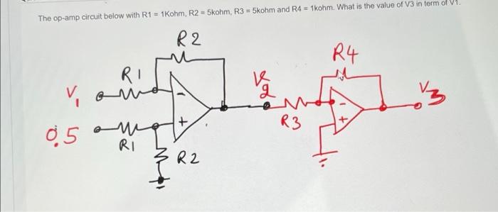 Solved The op-amp circuit below with R1 = 1Kohm, R2 - Skohm, | Chegg.com