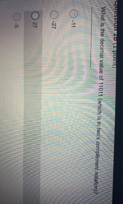 Solved point What is the decimal value of 11011 (which is in | Chegg.com