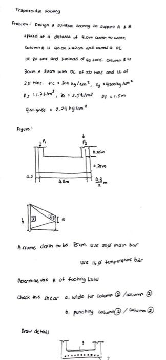 Solved Trapezoidal FootingProblem: Design a suitable footing | Chegg.com