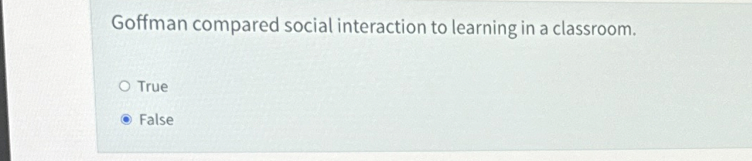 Solved Goffman compared social interaction to learning in a | Chegg.com