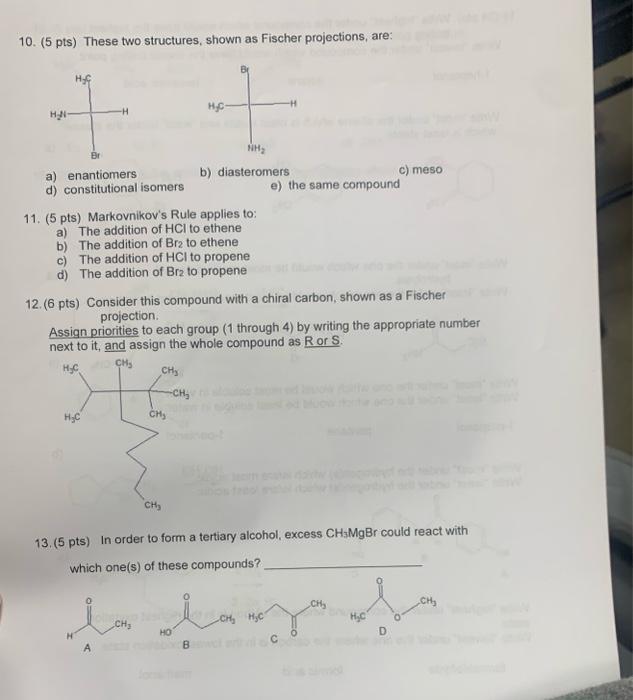 Solved 10. (5 pts) These two structures, shown as Fischer | Chegg.com