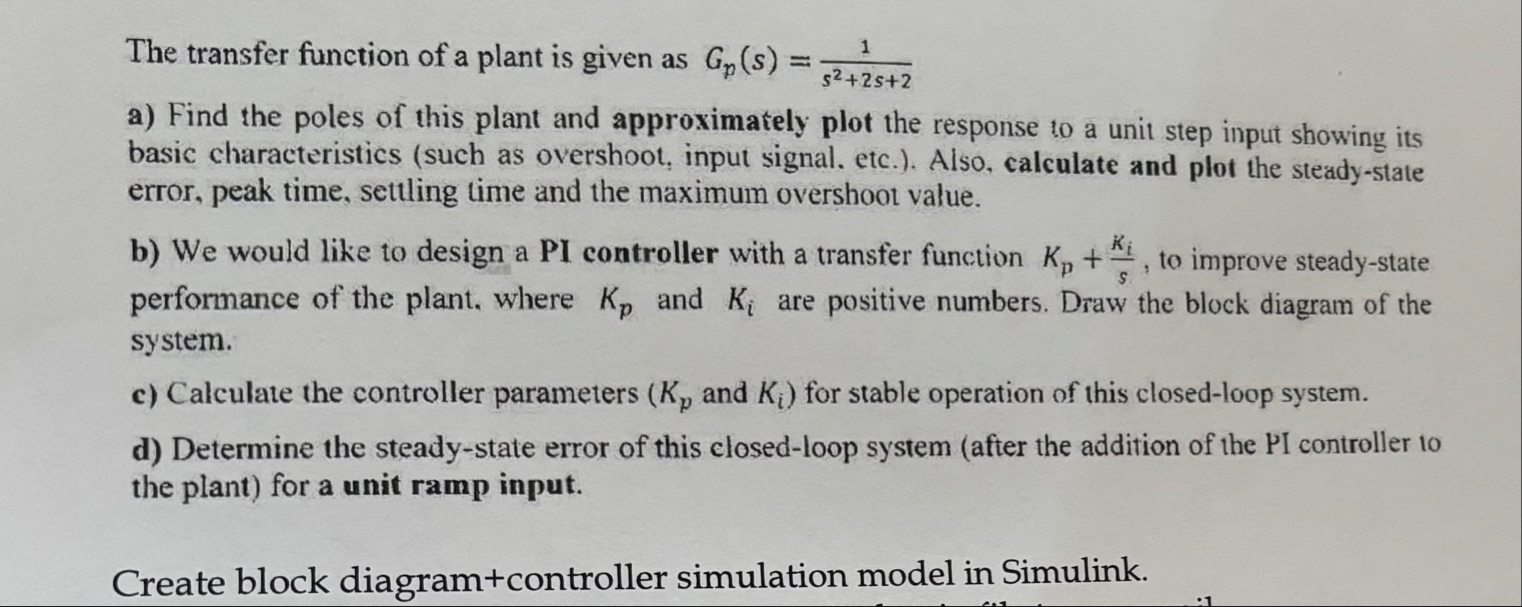 Solved The transfer function of a plant is given as | Chegg.com